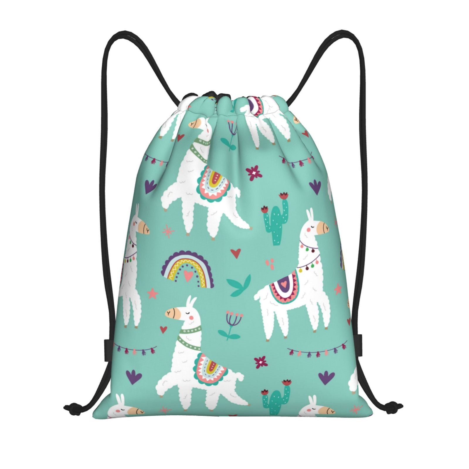 Drawstring Backpack, scandinavian style cute lamas green Light ...