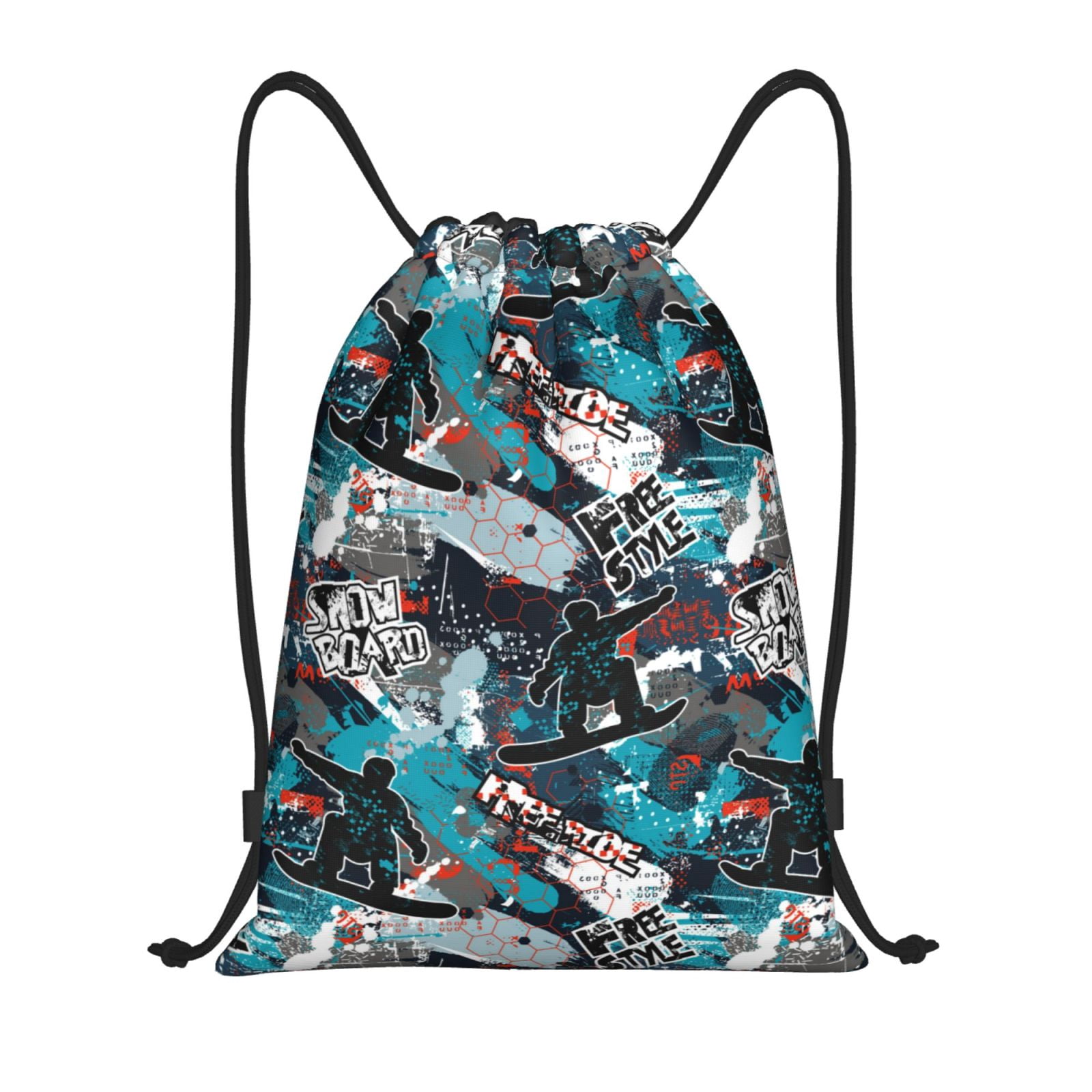 Drawstring Backpack - snow board colorful Splash Proof Small Drawstring ...