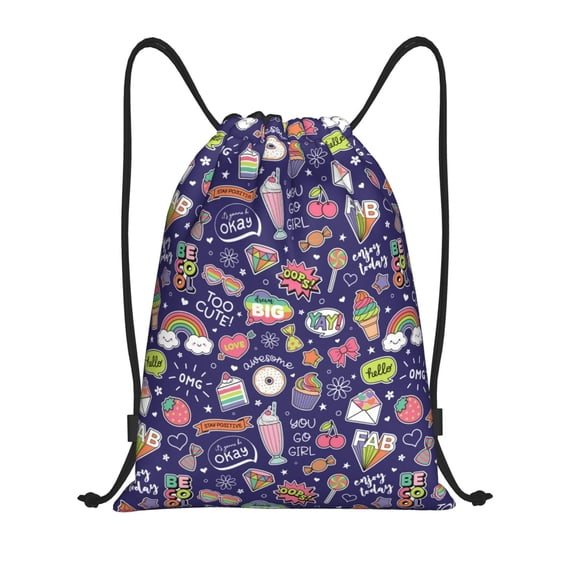 Drawstring Backpack - summer Cute starwberry ice cream Splash Proof ...