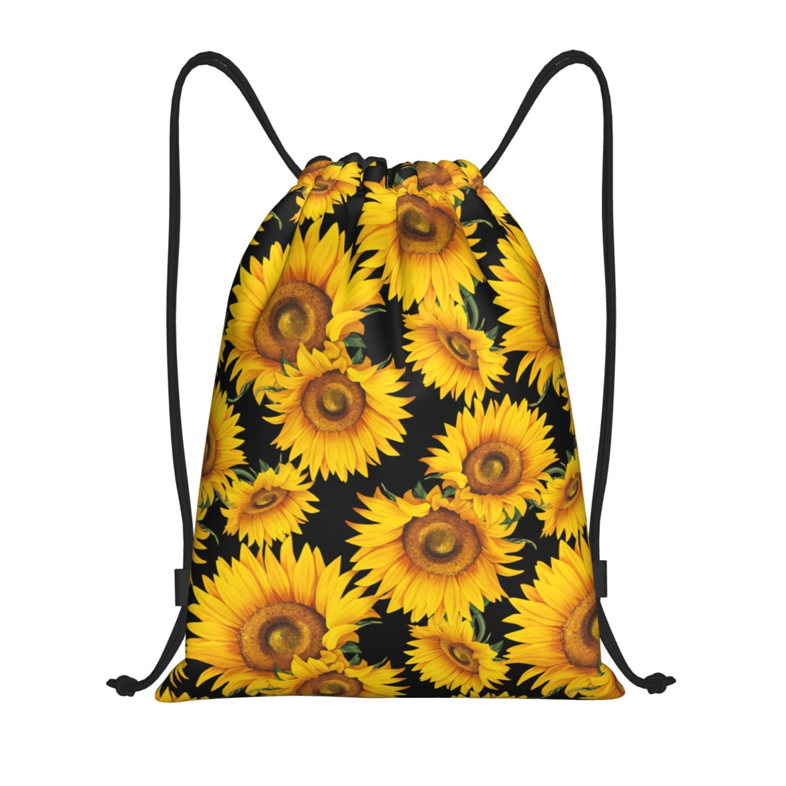 Drawstring Backpack - sunflower floral leaf hand drawn Cheer Gym Bag ...