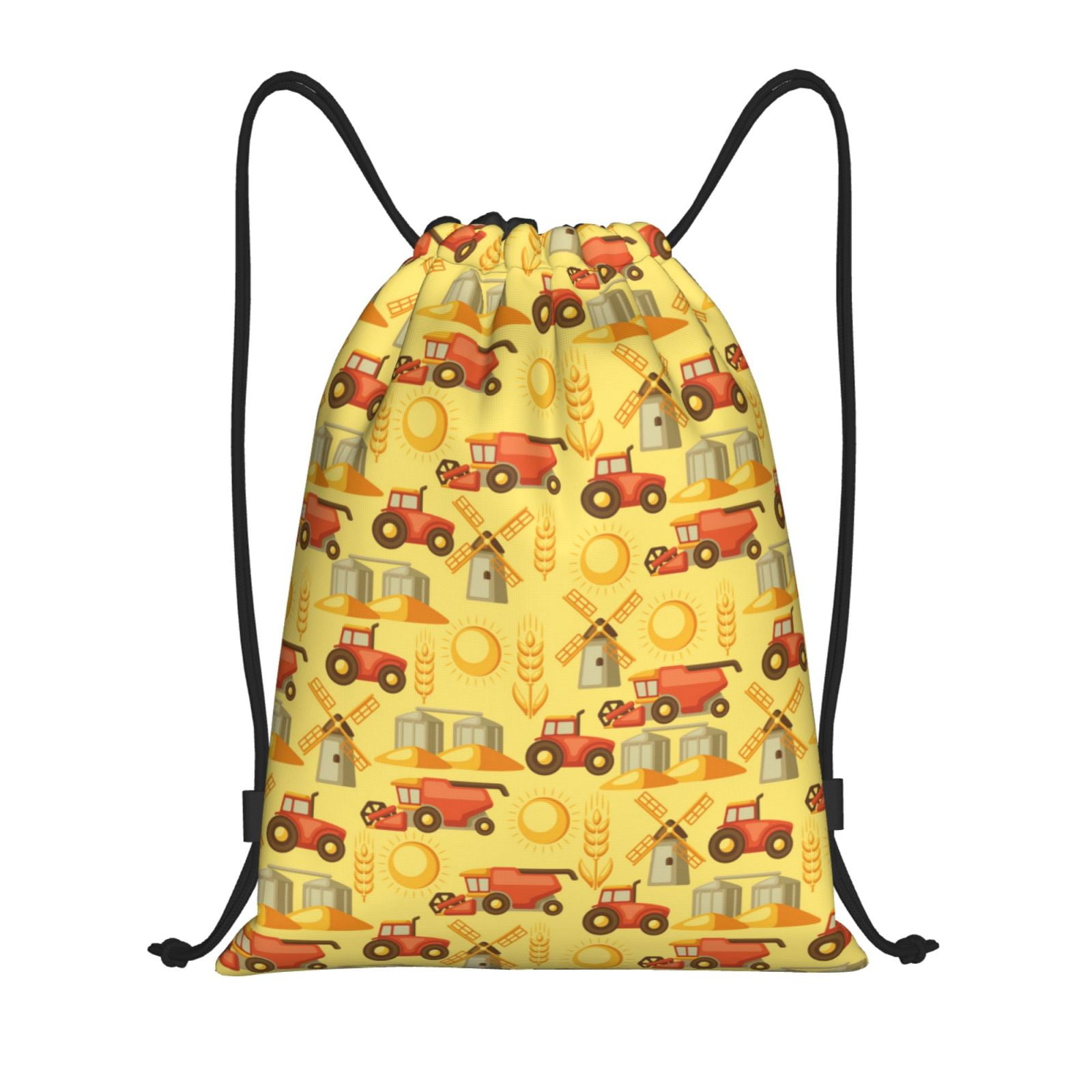 Drawstring Backpack - truck windmill Splash Proof Small Drawstring Gym ...