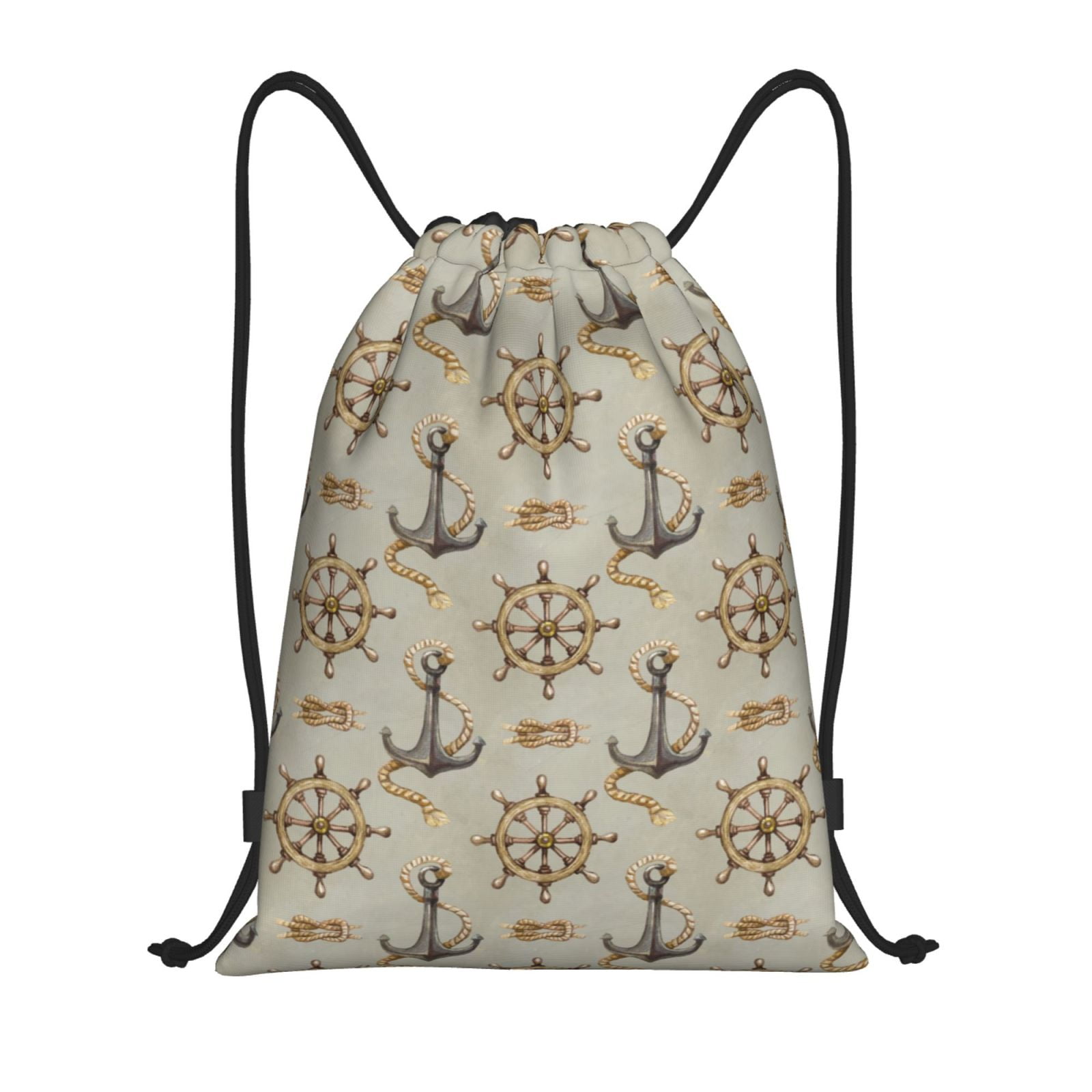 Drawstring Backpack, vintage anchor rope rudder retro Light Waterproof ...