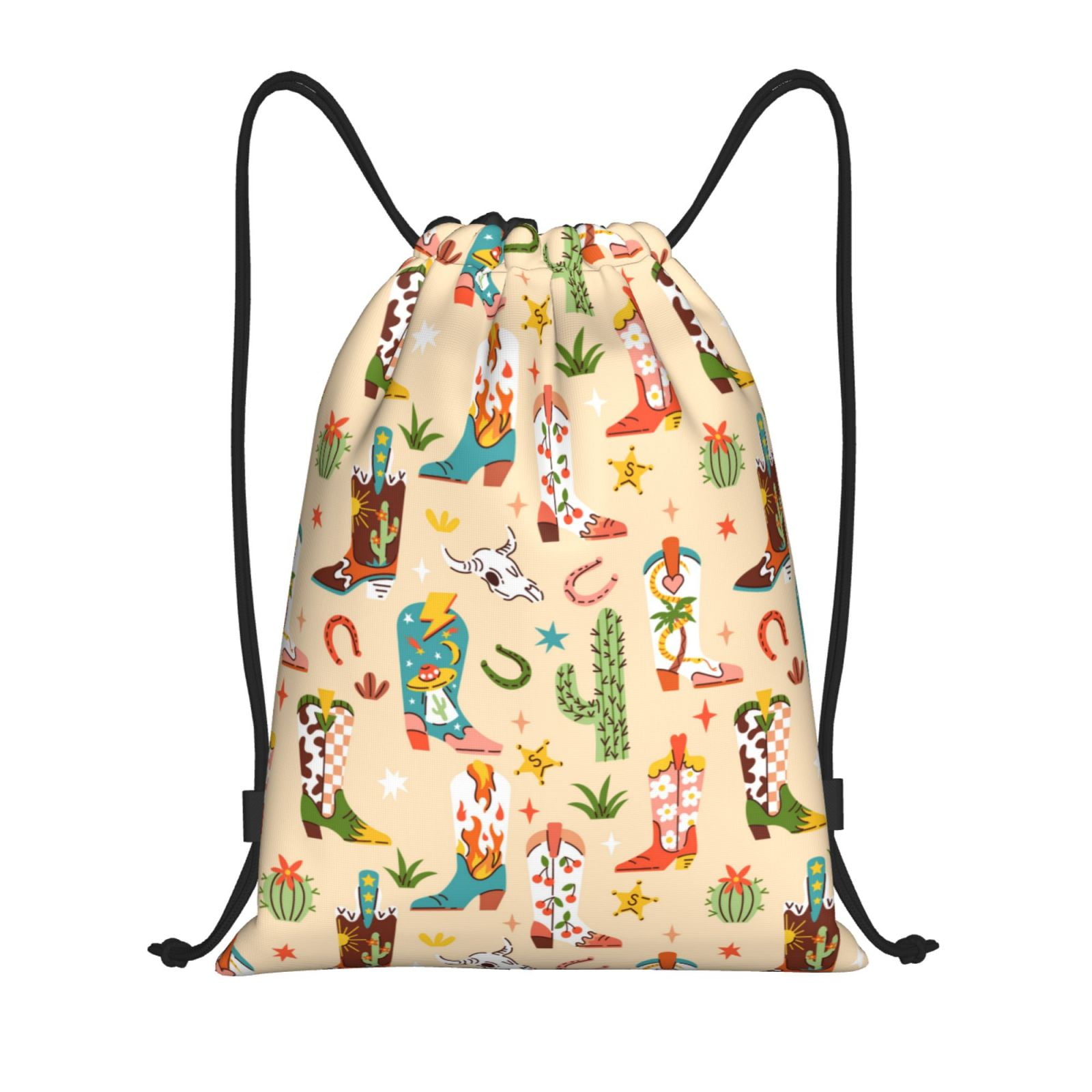 Drawstring Backpack - western style trendy cowboy boots Cheer Gym Bag ...