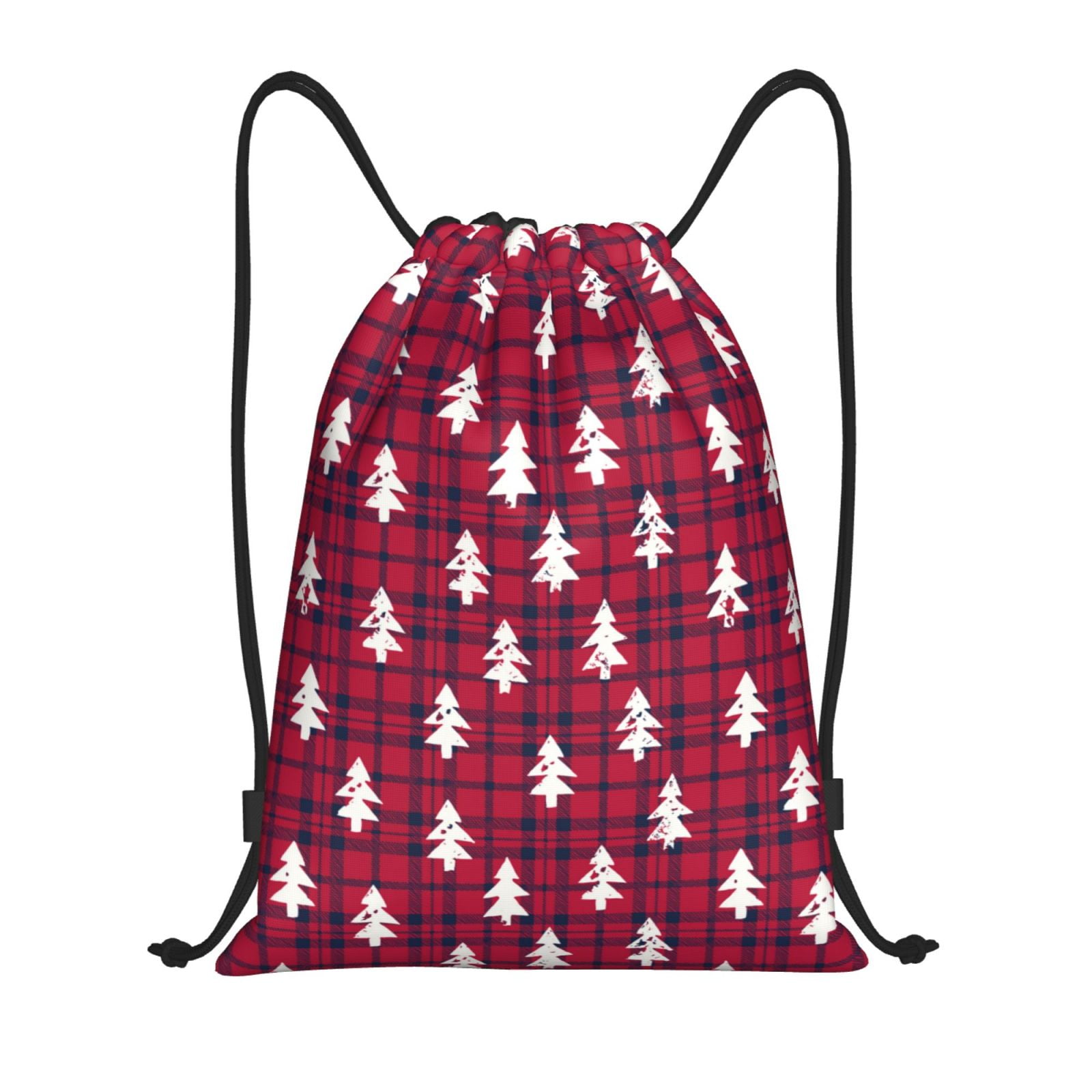 Drawstring Backpack white Tree red plaid Sports Gym Bag for Men Women ...