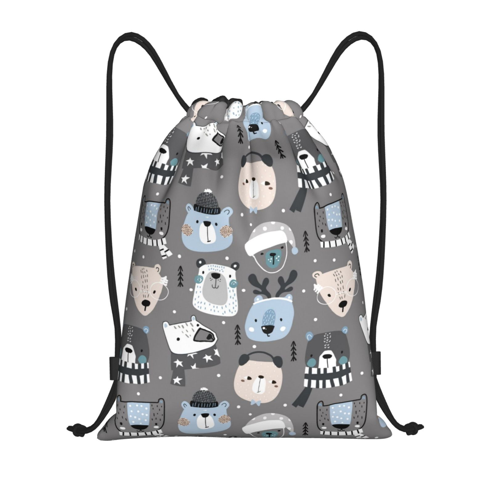 Drawstring Backpack, winter Scarf cute beer Light Waterproof Sports Gym ...