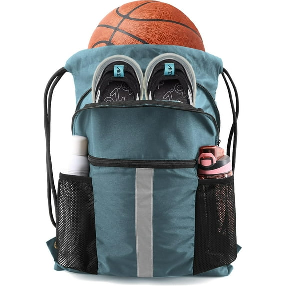 Drawstring Backpack with Shoe Compartment – X-Large Blue Gym Sports ...