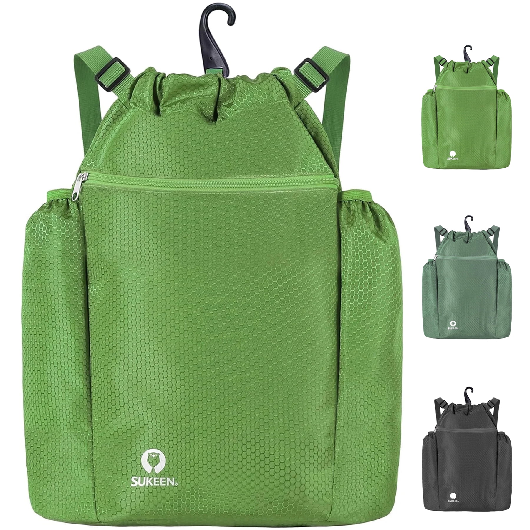 Drawstring Backpack with Water Bottle Holder 30L Waterproof Gym Bag ...