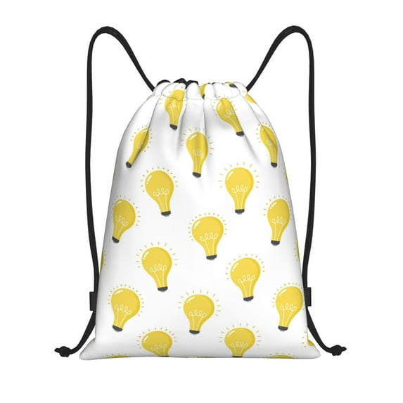 Drawstring Backpack - yellow Light Bulb Print Splash Proof Small ...