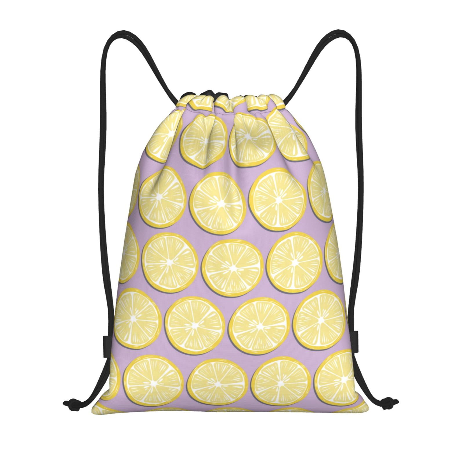 Drawstring Backpack, yellow lemon slices Light Waterproof Sports Gym ...