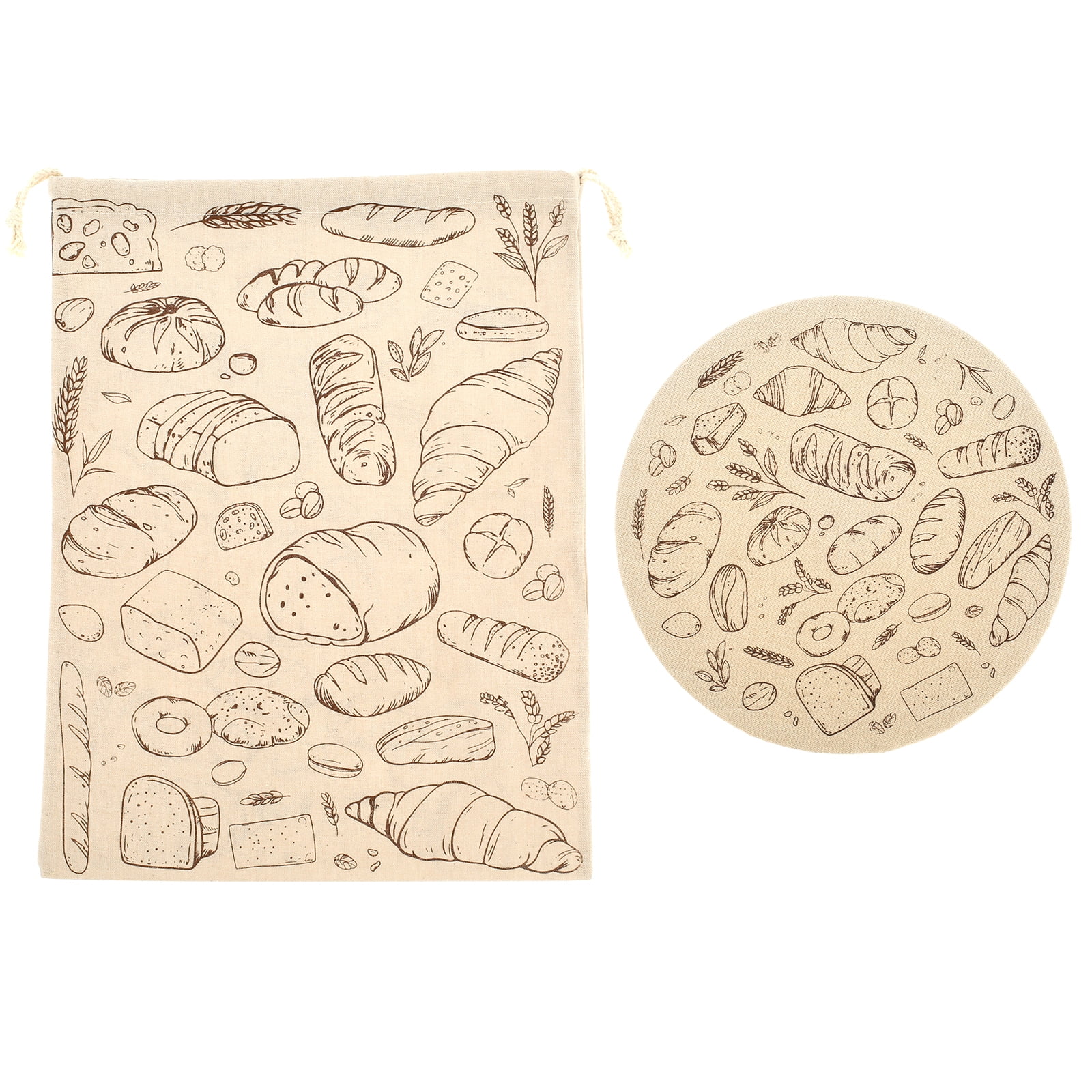 Drawstring Bread Bag with Bowl Cover Linen Bread Storage Bag Reusable ...