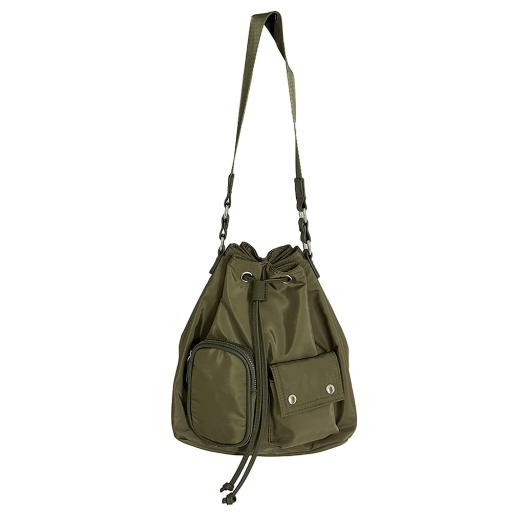 Drawstring Bucket Bag for Women Nylon Shoulder Bags Top Handle ...