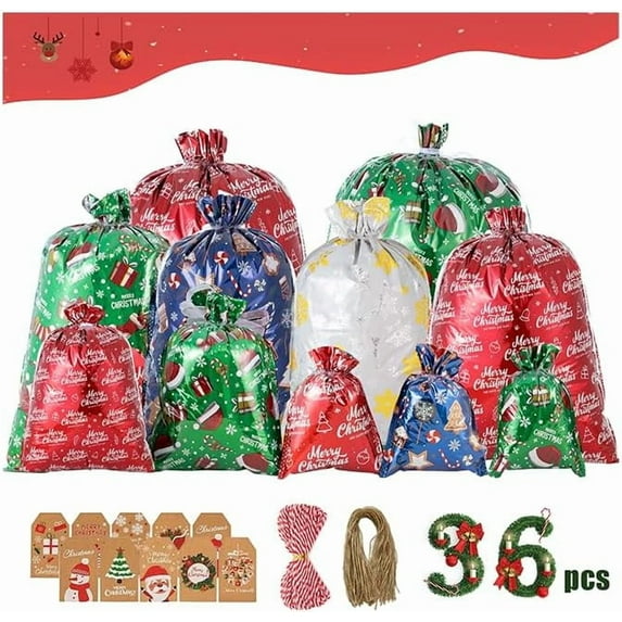 Drawstring Christmas Bags Medium/Large/Small Multiple Sized Plastic Bag ...