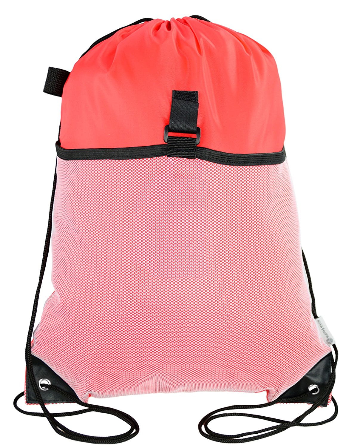 Drawstring Cinch Bag Backpack With Mesh Pocket Polyester Tote Sack ...