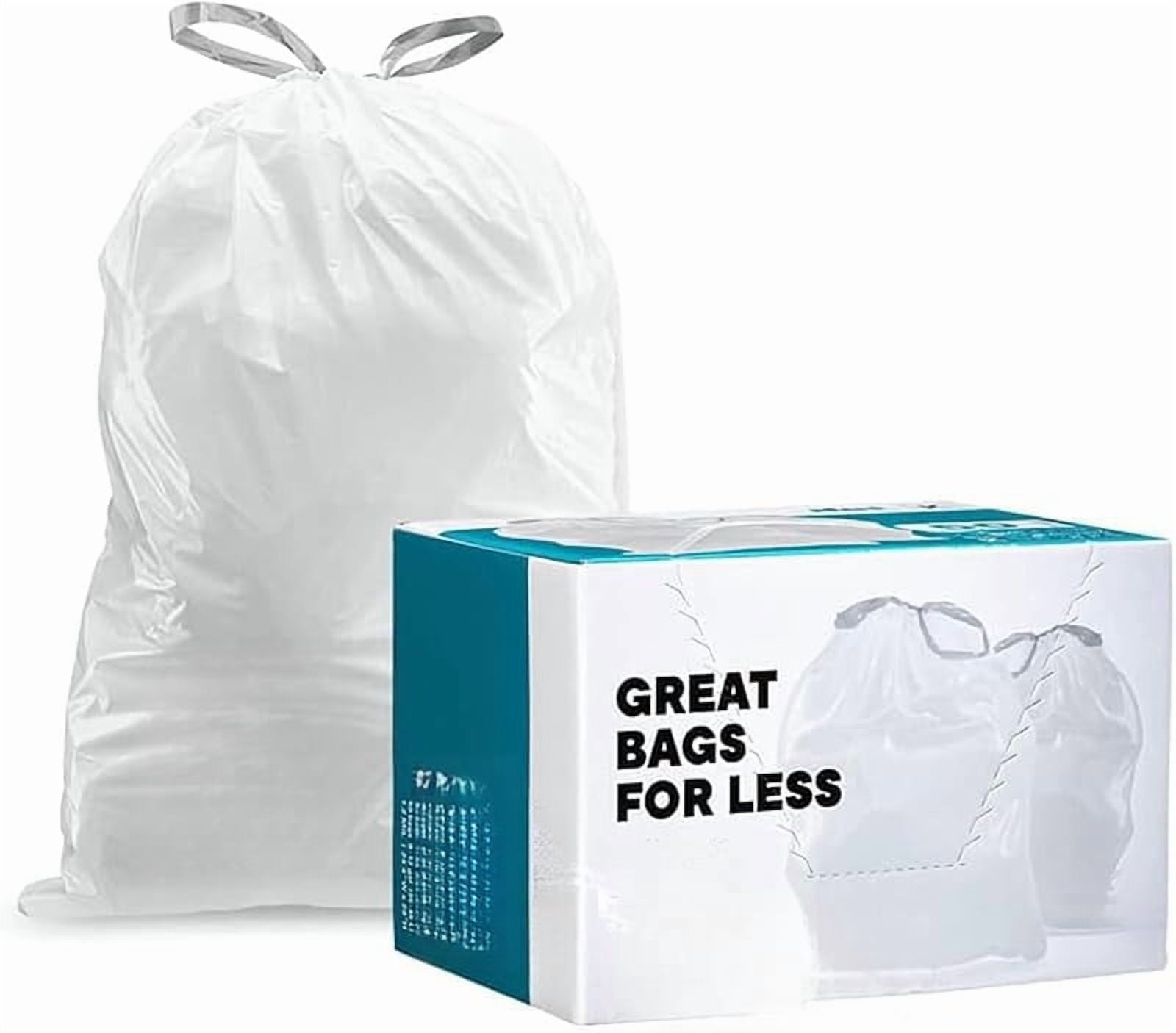 Drawstring Garbage Bags 13-17 Gallon White, Tear-Resistant Tall Kitchen ...