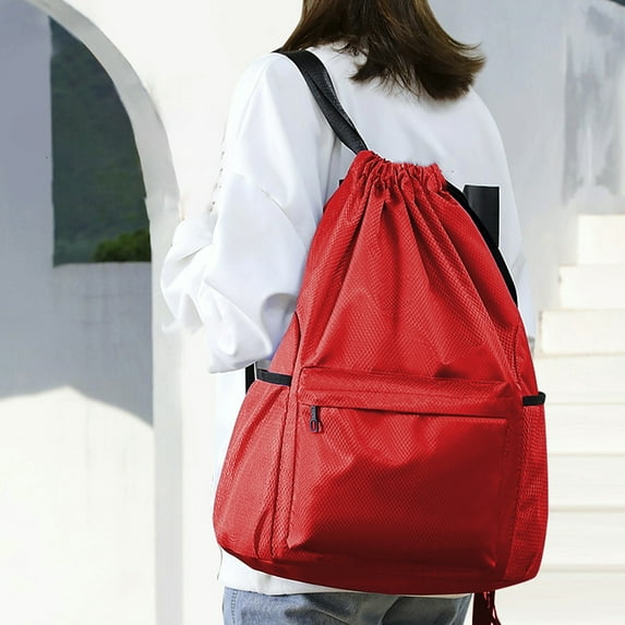 Drawstring Gym Backpack, Lightweight Portable Water Resistant Bag with ...