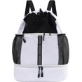 Drawstring Gym Bag Sports Backpack With Shoe Compartment and Reflective ...