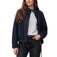 Drawstring Hem Button Denim Cropped Jacket For Women Fashion Long ...