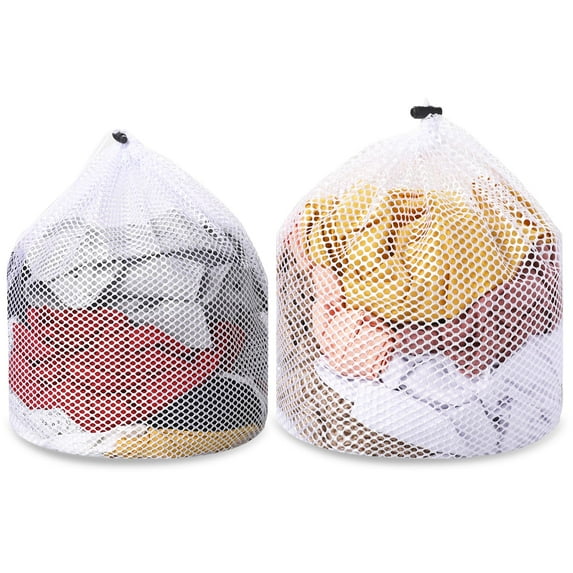 Drawstring Mesh Laundry Bags 2pcs, Honeycomb Design for Socks Underwear ...