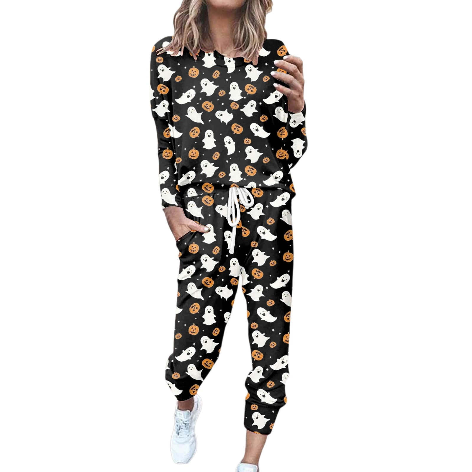 Drawstring Pajamas for Women Set 2 Piece Long Sleeve Pajama Sets Comfy ...