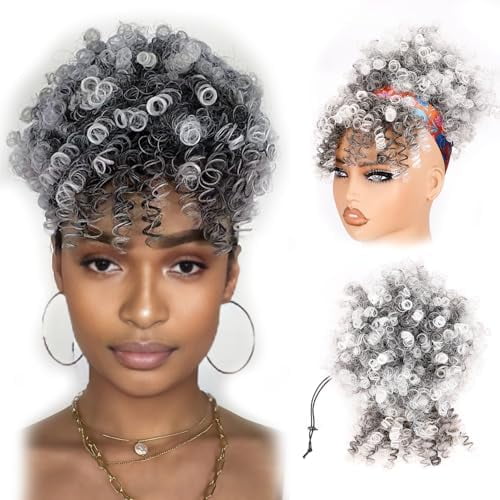 Drawstring Ponytail for Black Women, Afro Puff Kinky Curly Hair ...