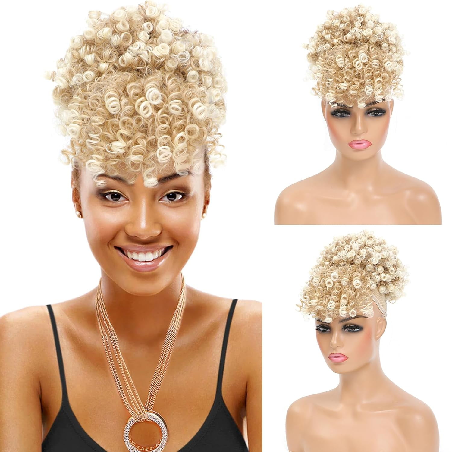 Drawstring Ponytail with Bangs Afro Puff Ponytail Extensions for Women ...