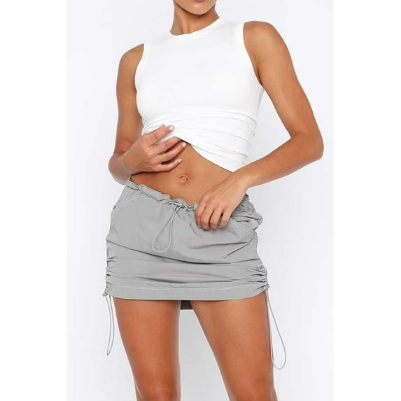 Drawstring Side Low Rise Mini Skirt (M, ArmyGreen) - Walmart.com