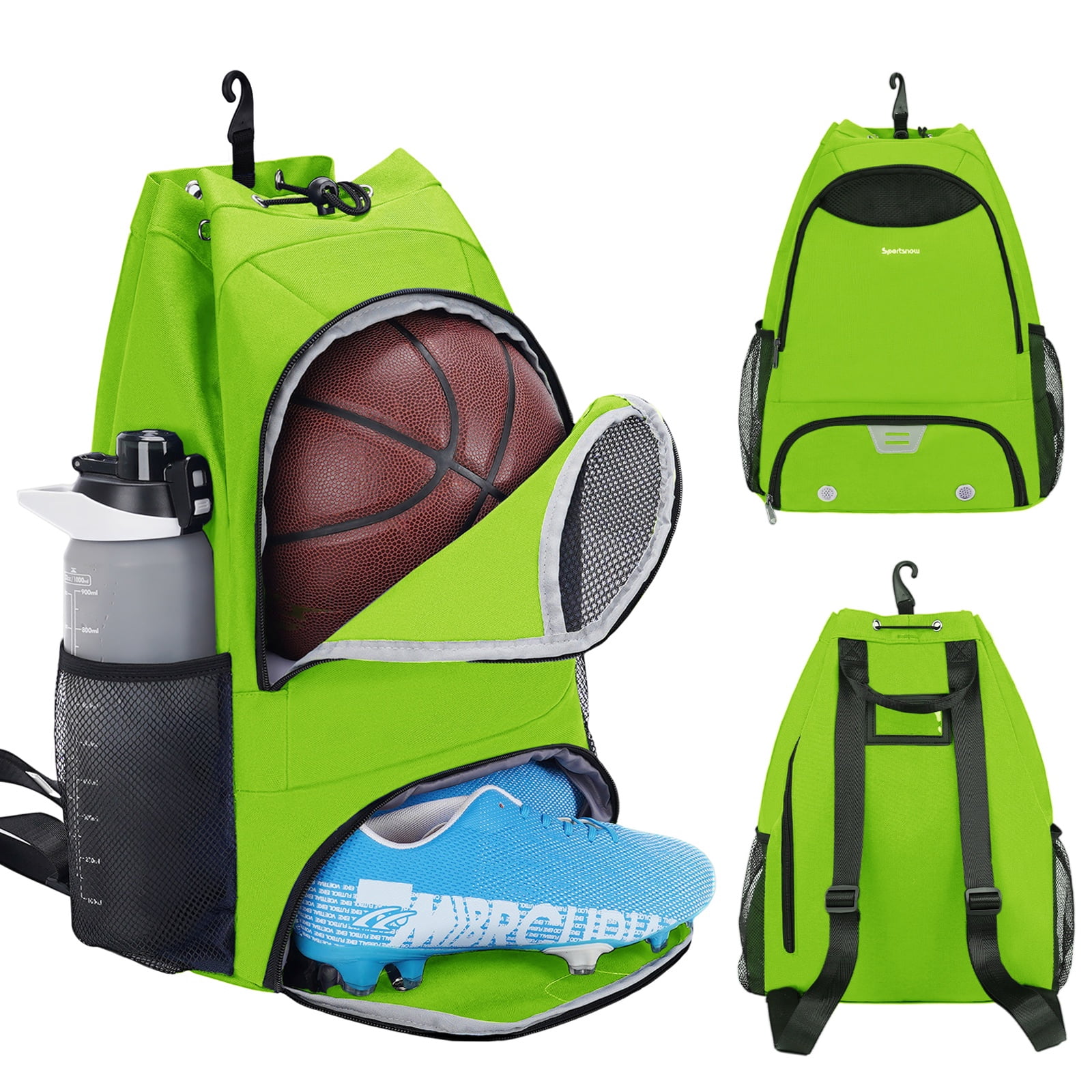 Drawstring Men Sports Backpack with Shoe Compartment Wet Pocket Hook ...