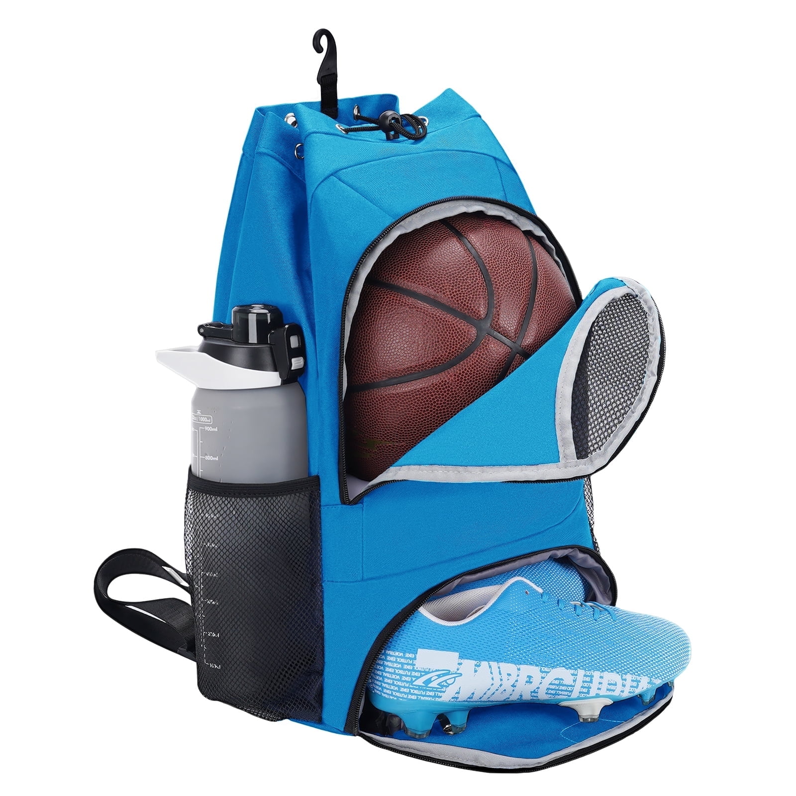 Drawstring Men Sports Backpack with Shoe Compartment Wet Pocket Hook ...
