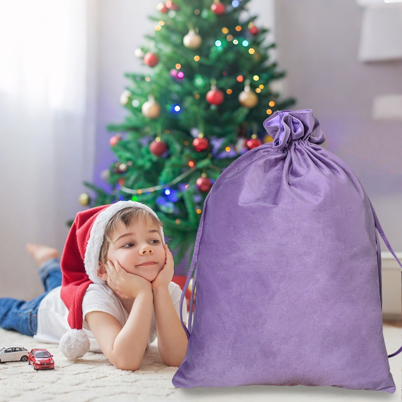 Drawstring Storage Tote Bag Pull-String Christmas Decor Style Storage ...