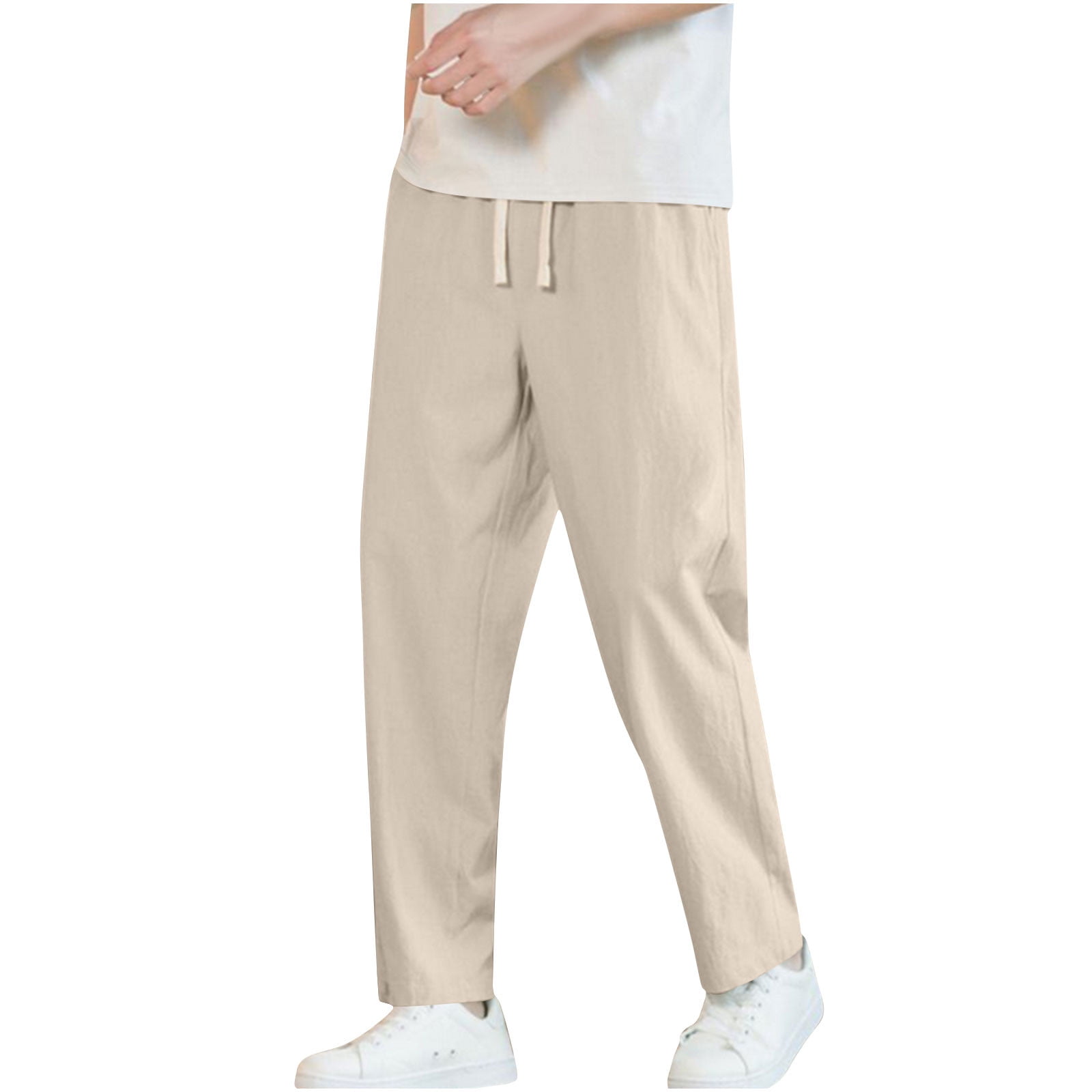 Drawstring Trousers For Men Casual Pockets Solid Color Long Pants ...