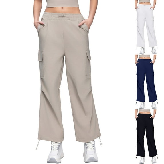 Drawstring Wide Leg Pants Workwear Trousers Casual Solid Color Office ...