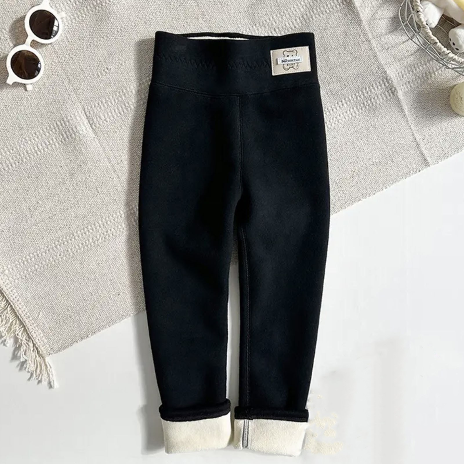 Drawstring Workout Pants Children's Winter Warm Thick Leggings, Fleece ...