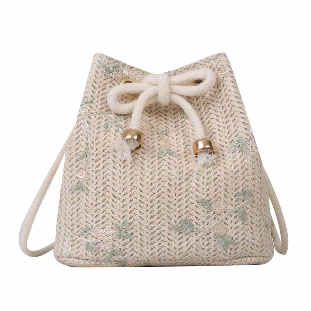 Drawstring Woven Bucket Bag Personality Single Shoulder Bag X8Z6 ...
