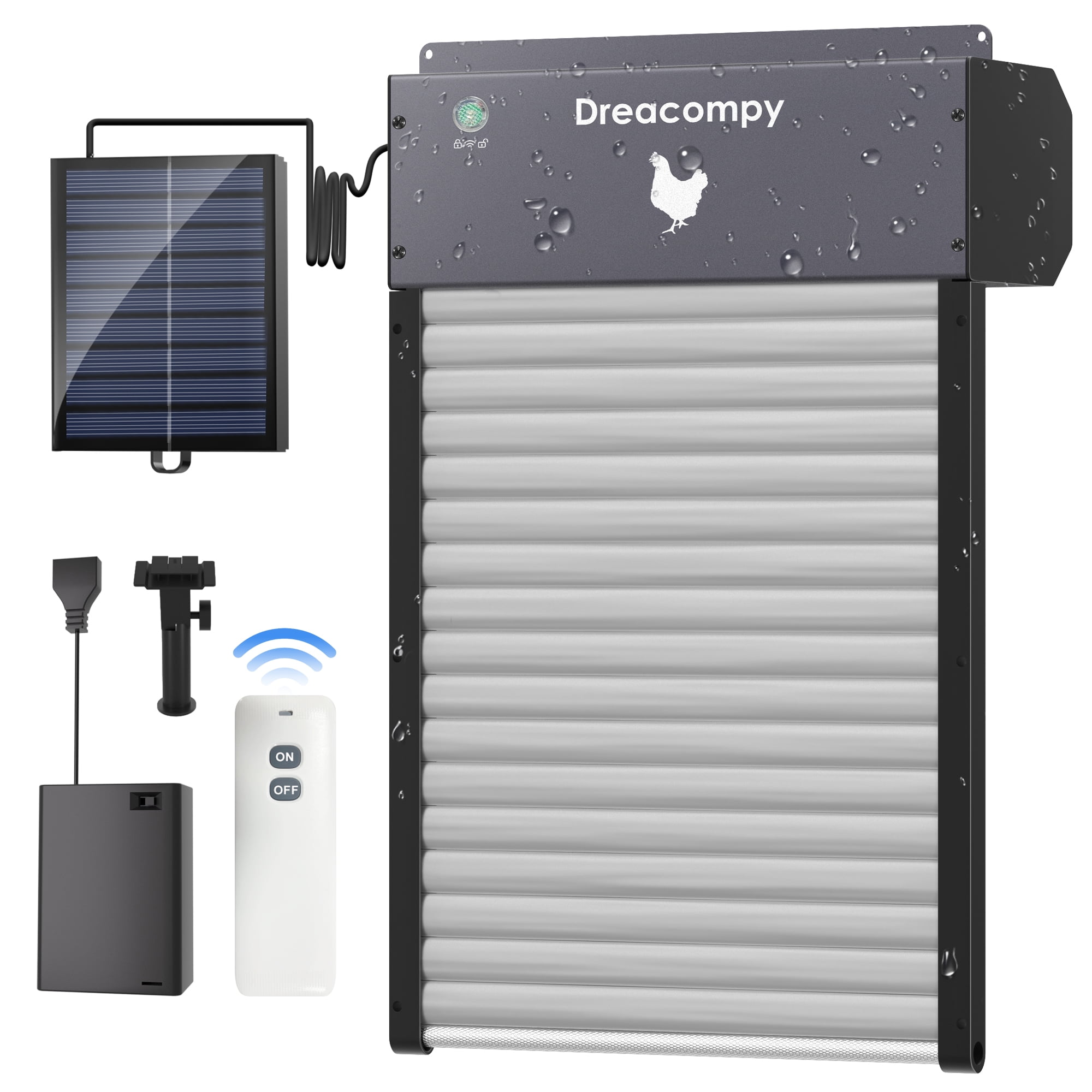 Dreacompy Automatic Chicken Coop Door, Solar Powered Timer, Light ...