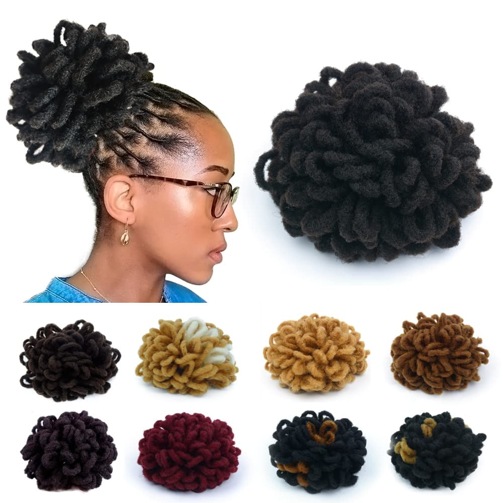 DreadLock Bun Loc Ponytail Drawstring Petal Loc Buns Synthetic Curly ...