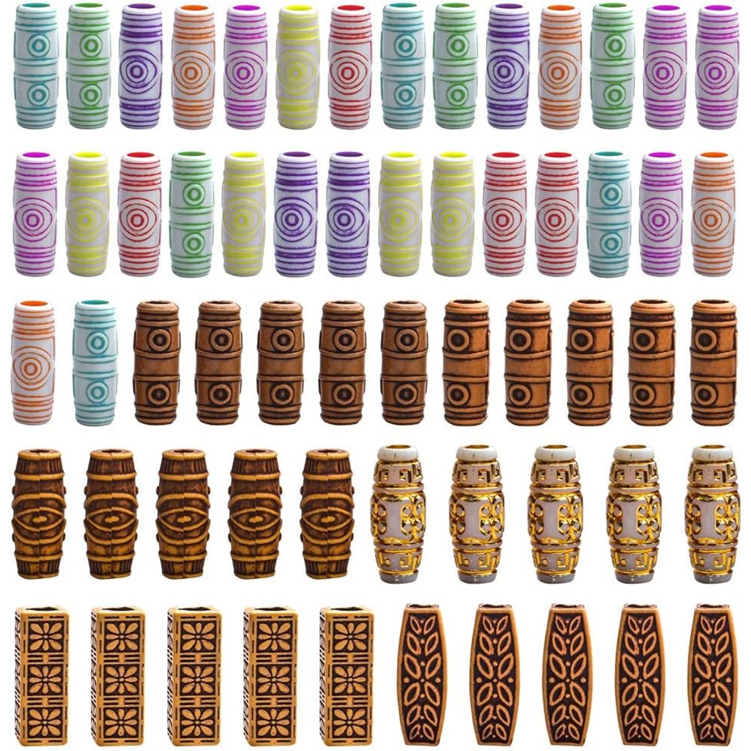 Dreadlock Beads,60pcs Plastic Hair Tube Beads Long Tube Beads,Hair ...