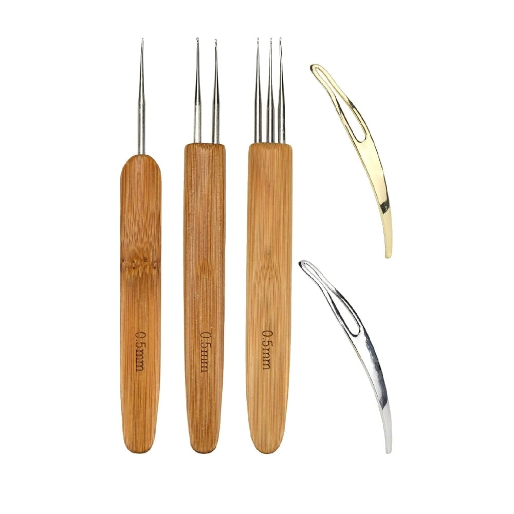 Dreadlock Crochet Needle Tool Bamboo Handle for Crocheting Hair Braid ...