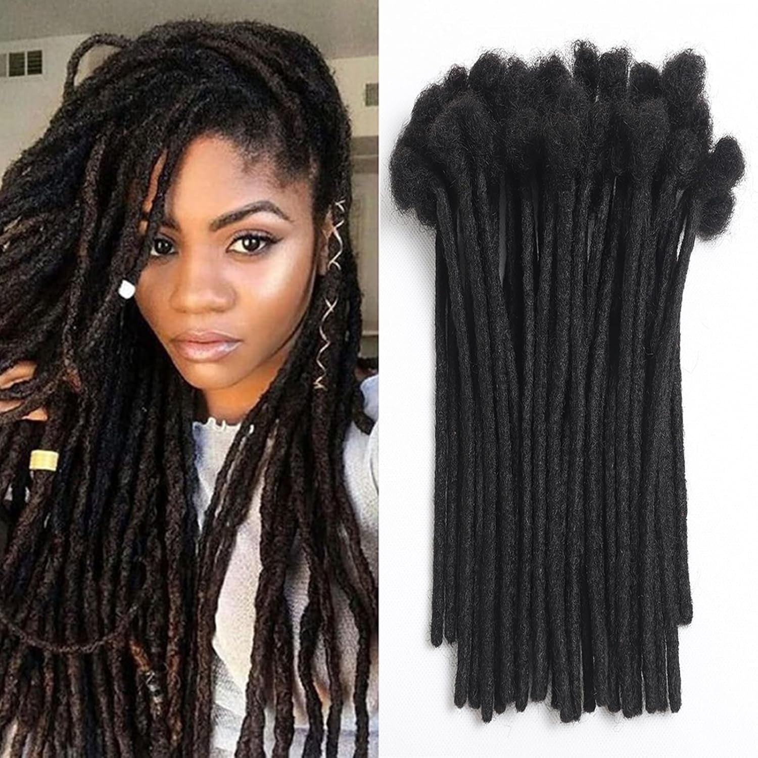 Dreadlock Extension Human Hair 6inch 0.8cm Width Permanent Huamn Hair ...