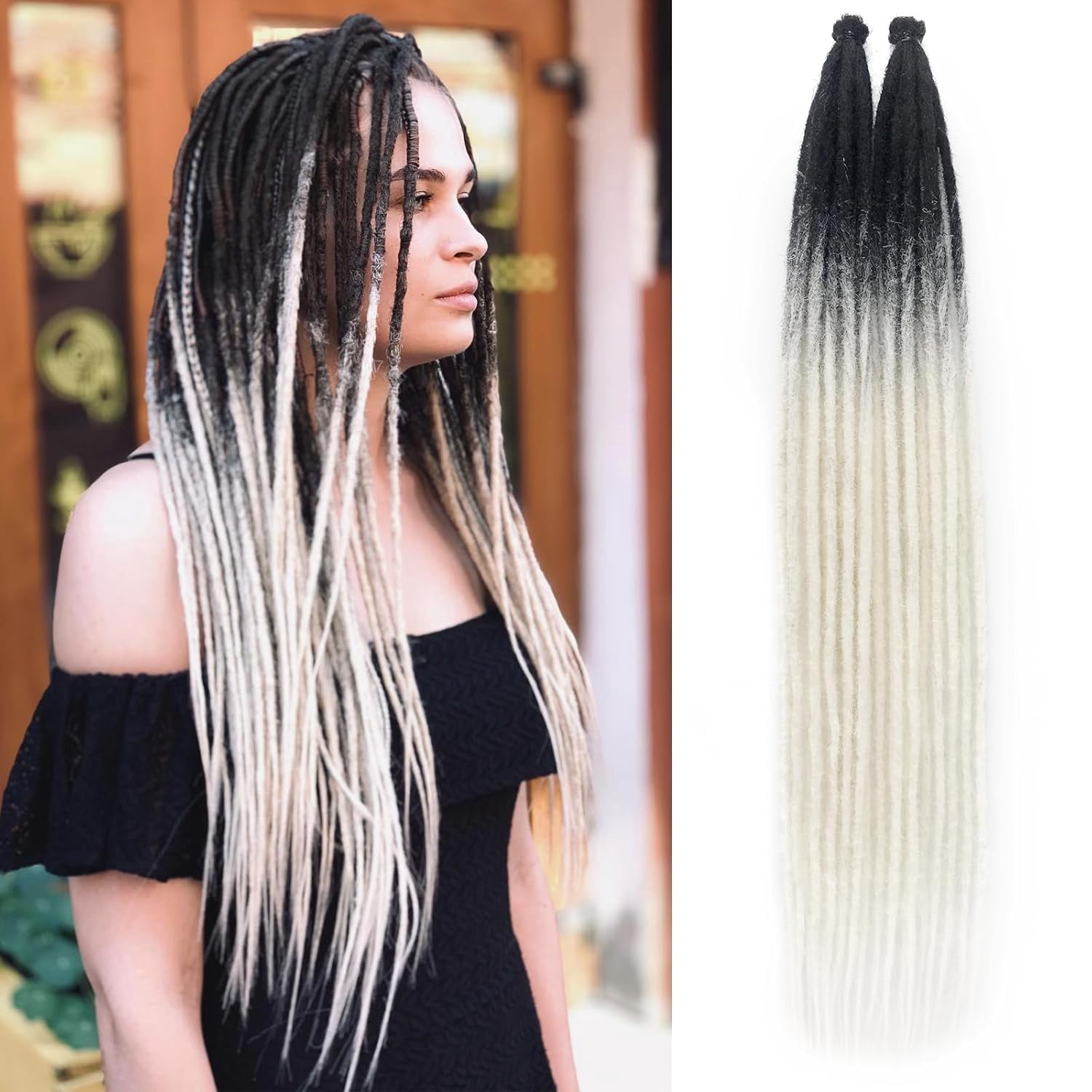 Dreadlock Extensions 24 Inch Single Ended Dreads Crochet Hair Black to ...