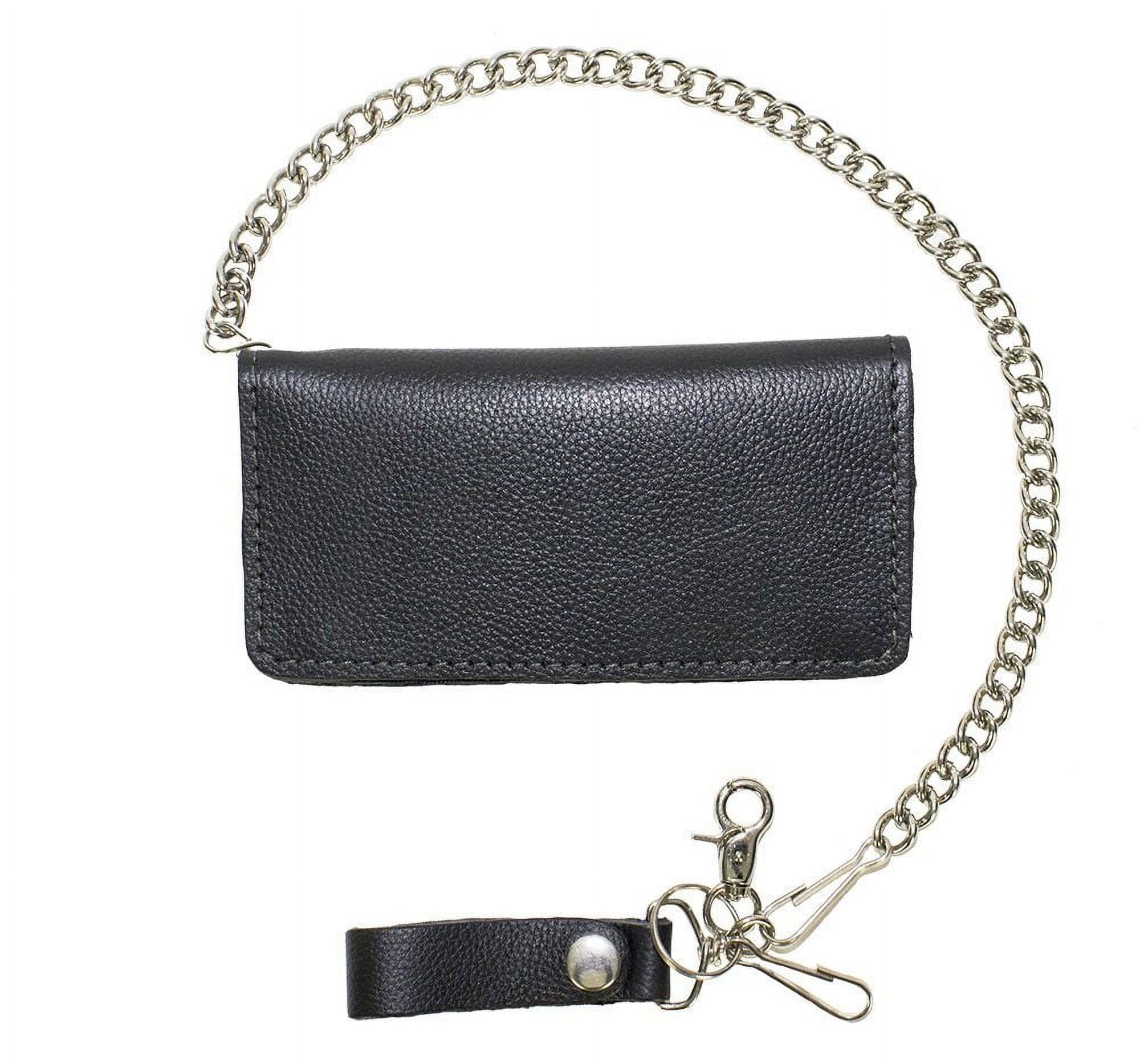 Dream Apparel Bifold Chain Wallet for Men and Women, Cowhide Leather ...