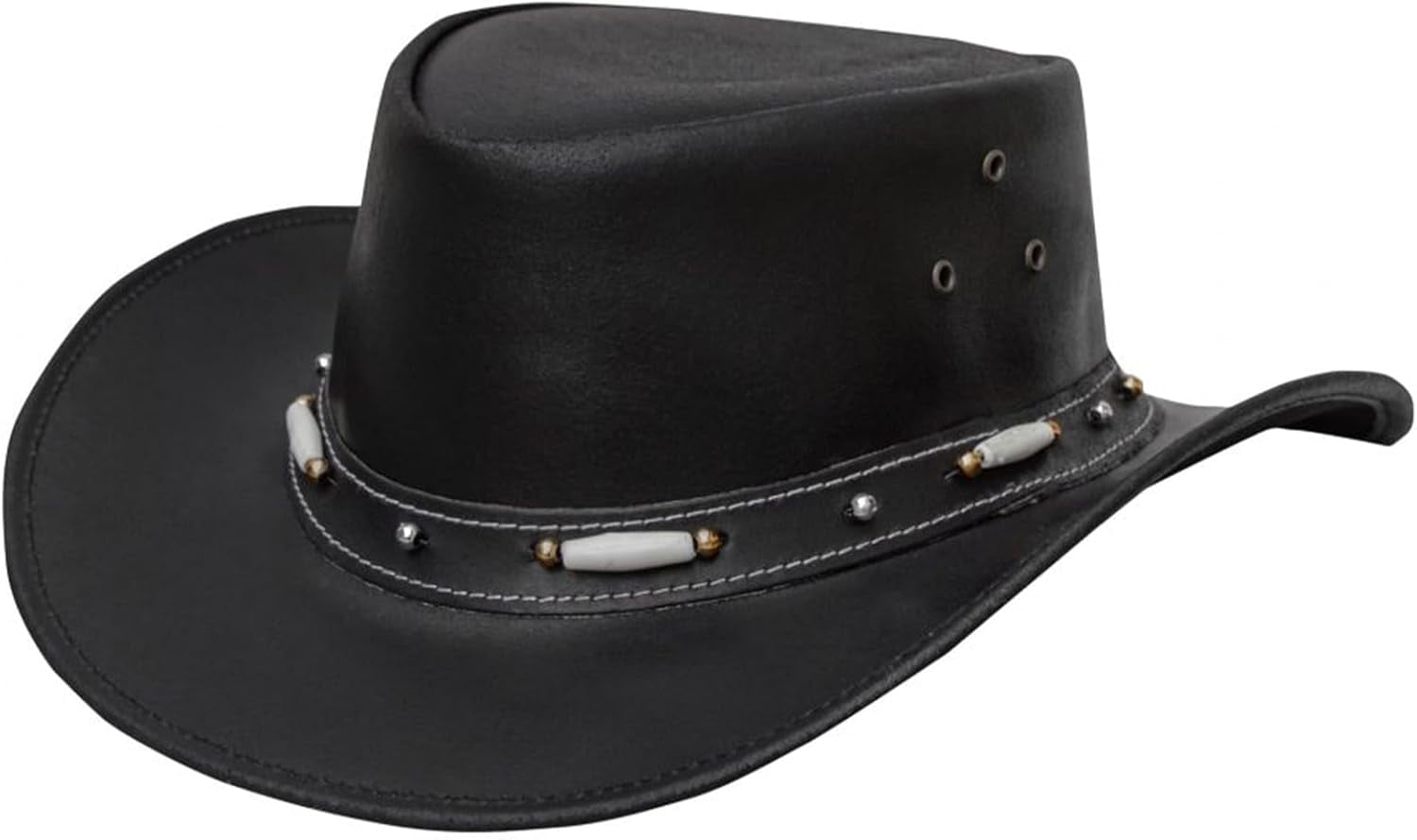 Dream Apparel Black Leather Cowboy Hat for Men Women Western Australian ...