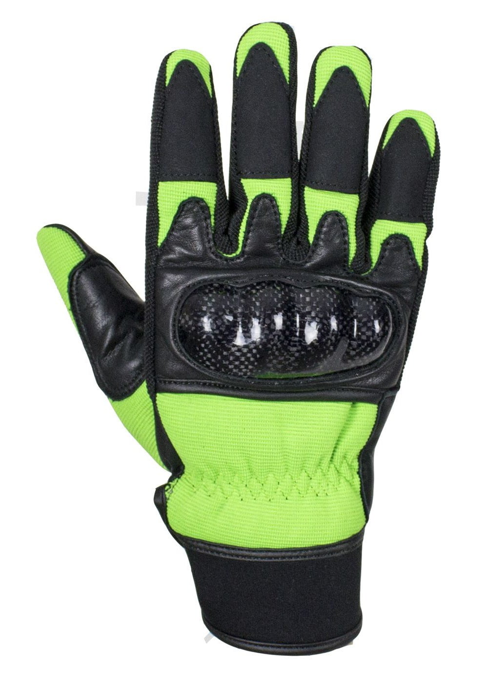 Dream Apparel Black Leather Motorcycle Knuckle Protector Gloves Riding ...