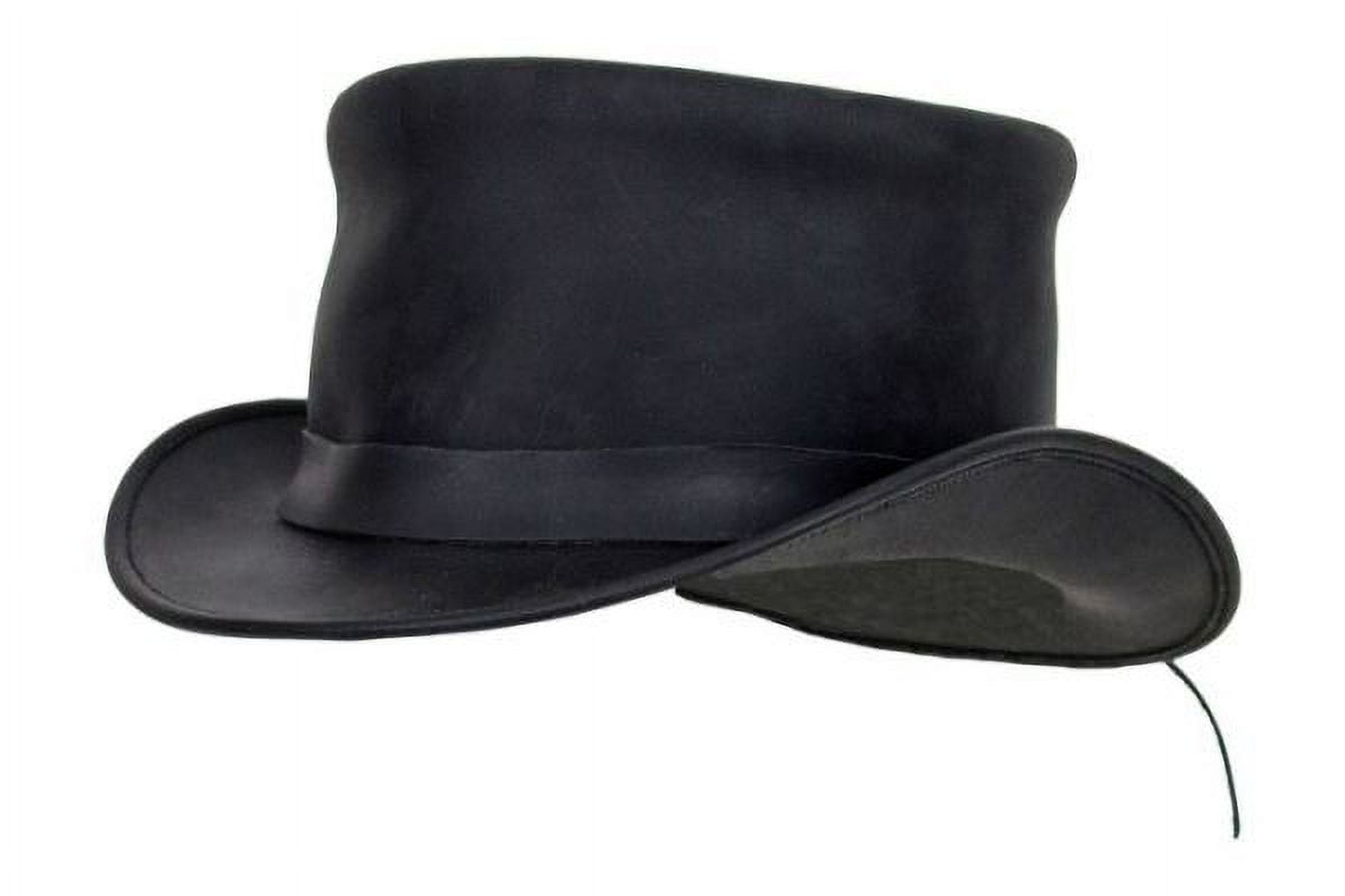 Dream Apparel Leather Top Hat, Wide Brim Fedora, Black Cowboy Western ...