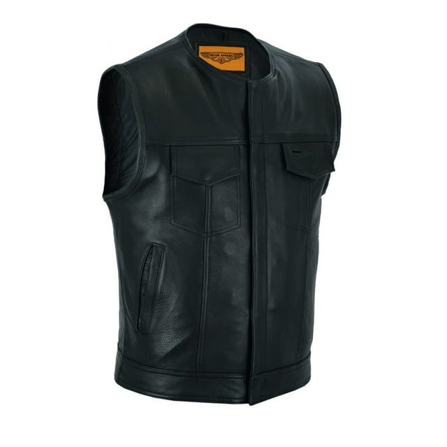 Dream Apparel Club Vest SOA Men’s Motorcycle Leather Vest with Pockets ...
