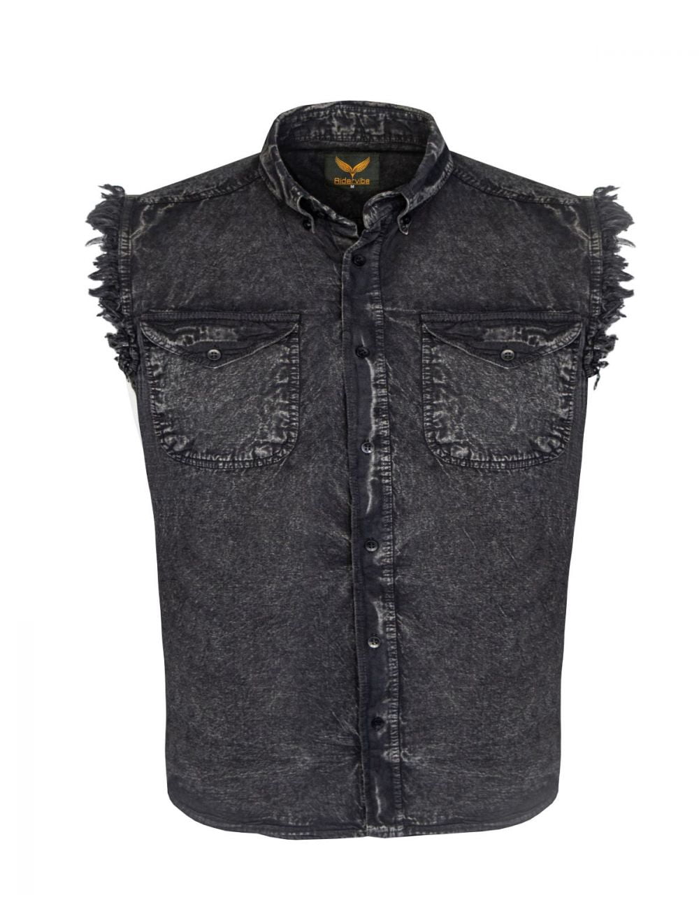 Dream Apparel Men's Biker Cuttoff Vest Denim/Cotton Shirt with Vintage ...