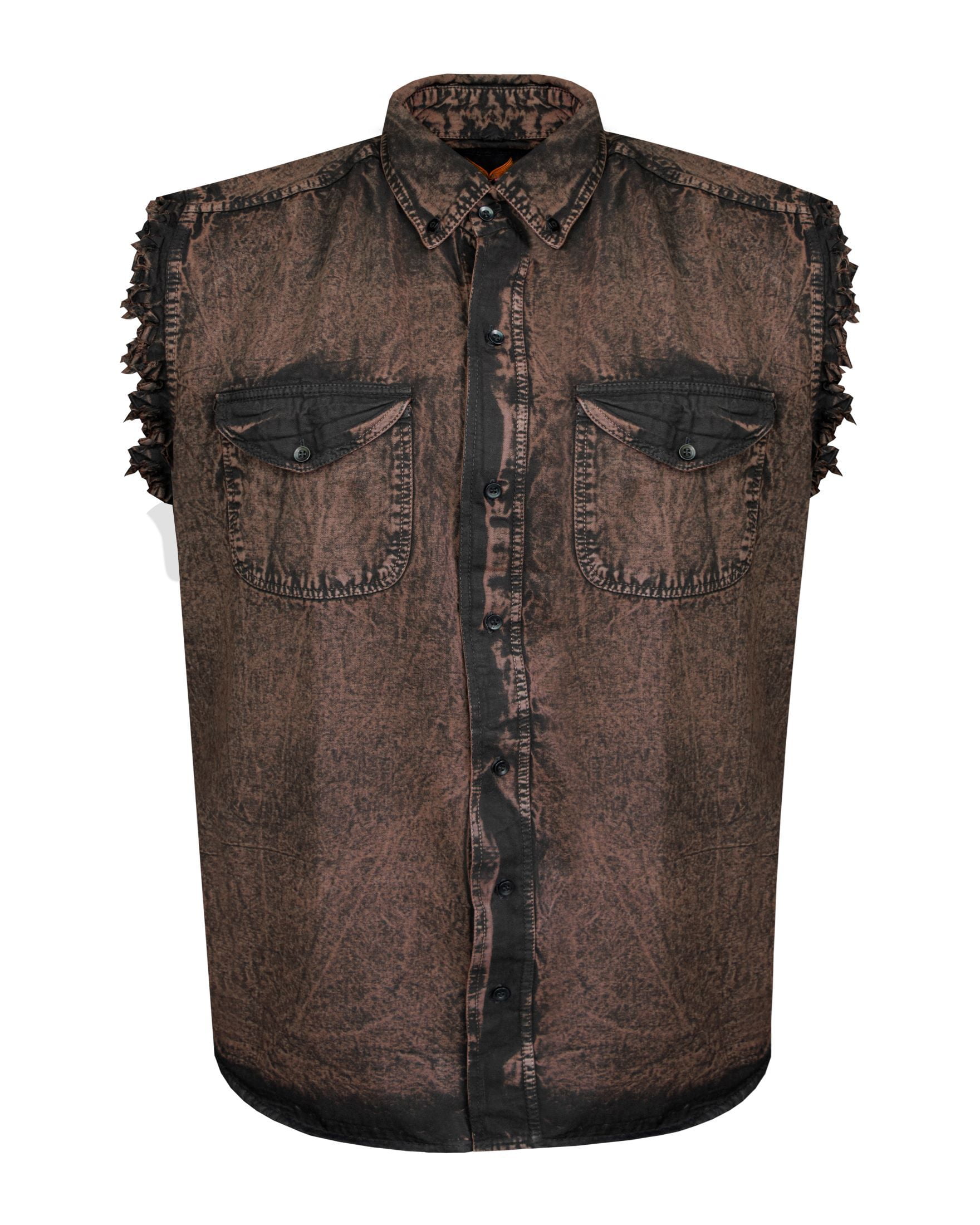 Dream Apparel Men's Biker Cuttoff Vest Denim/Cotton Shirt with Vintage ...