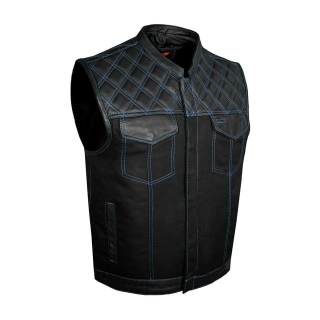 Dream Apparel Men's Denim & Leather Motorcycle Vest Biker Club Vest For Riding - Walmart.com