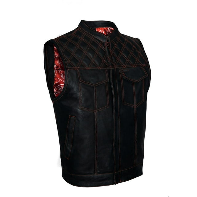 Dream Apparel Men's Leather Motorcycle Vest SOA Biker Club Vest For ...