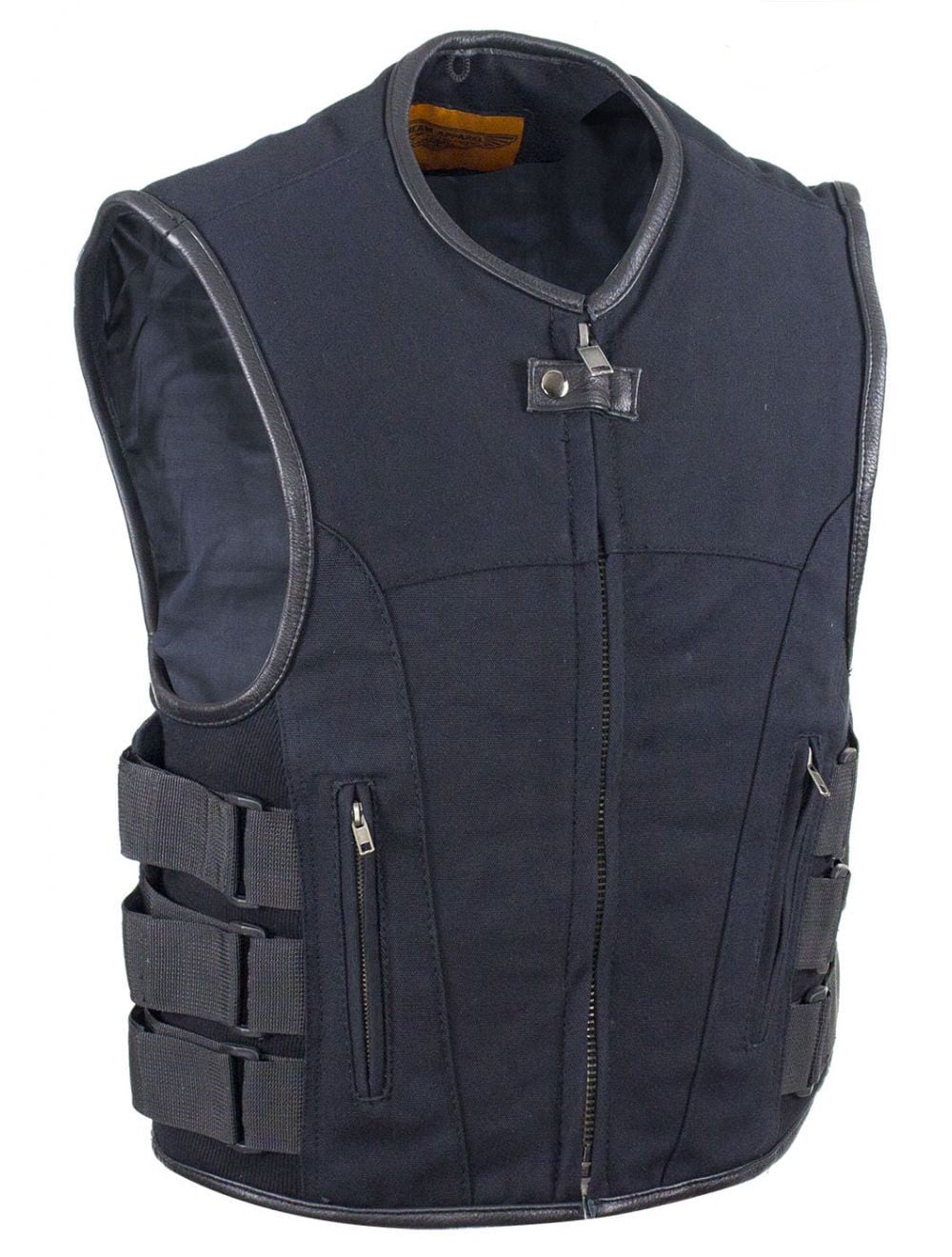 Dream Apparel Mens Canvas Motorcycle Vest with Straps on Side - Walmart.com