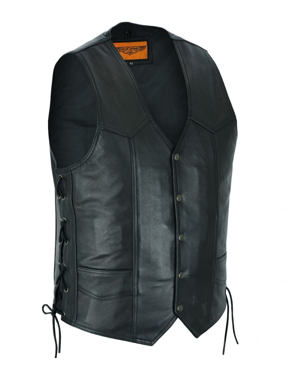 Dream Apparel Mens Leather Motorcycle Vest for Riding, Biker Vest Black ...